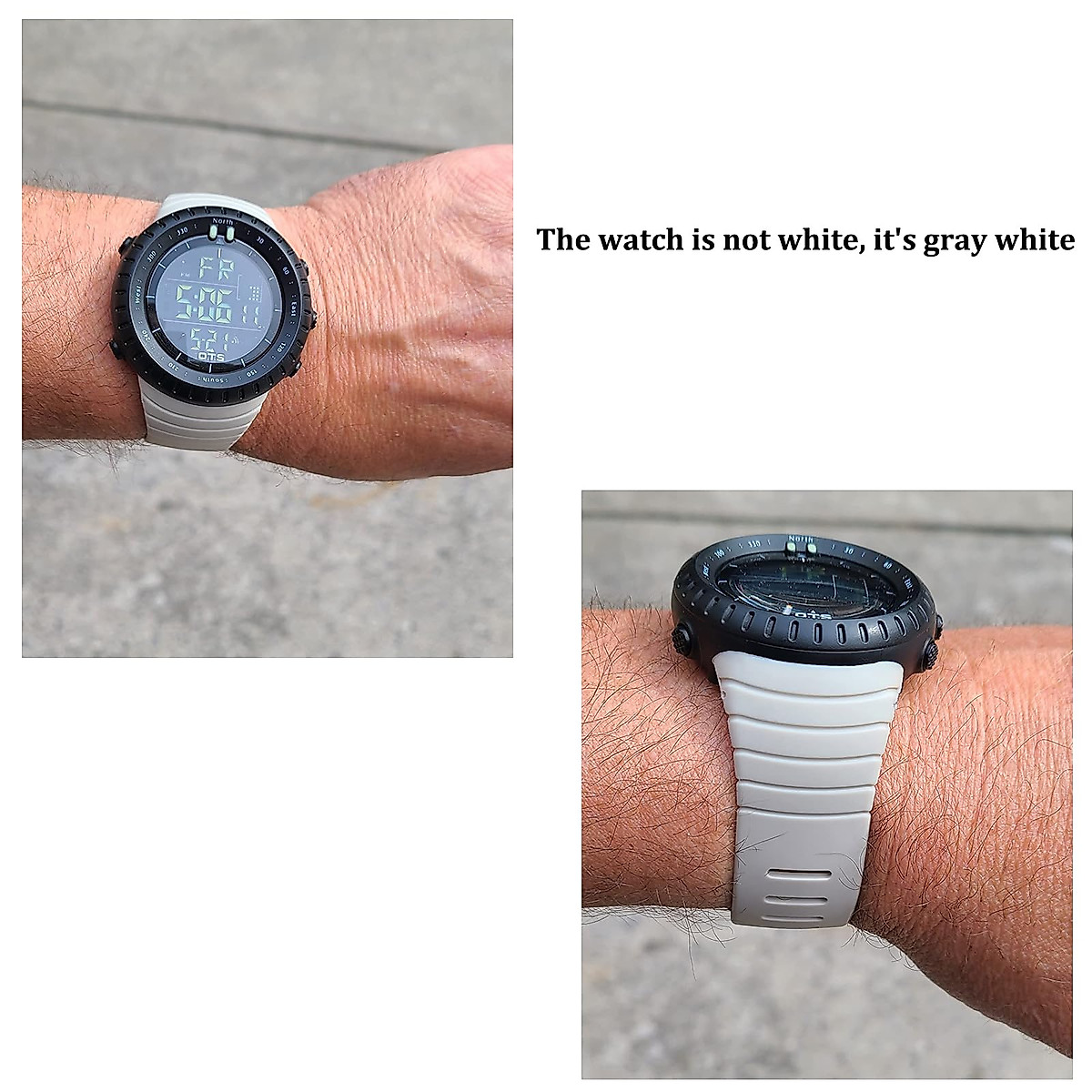 PALADA Men's Digital Sports Watch Waterproof Tactical Watch with LED Backlight Watches for Men (Grey White)