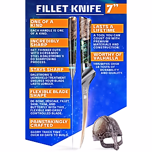 Dalstrong Fillet Knife - 7 inch Flexible Blade - Valhalla Series - Celestial Resin & Wood Handle - Fish Meat Cutting, Carving, Bone, Trimming, Deboning - Leather Sheath Included