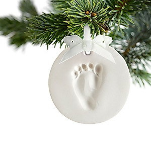 Tiny Ideas Baby Handprint or Footprint DIY Keepsake Ornament Kit, Nursery Décor, Creative Baby Gift, Addition to Baby Registry, White