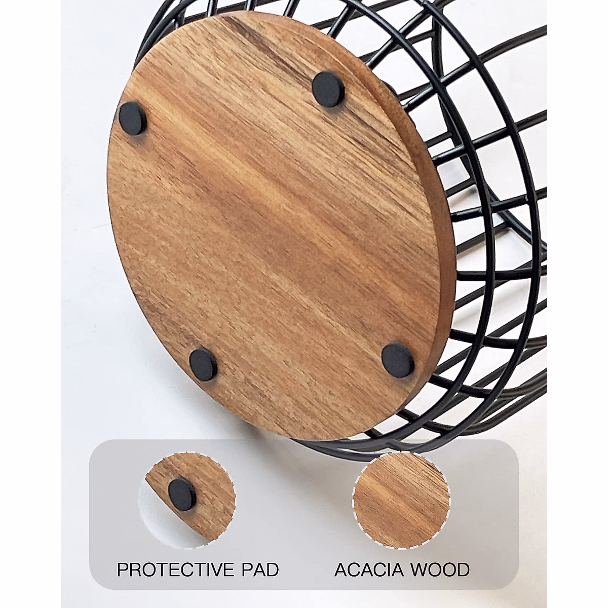 getstar Kitchen Utensil Holder, Large Wire Utensil Holder for Kitchen Counter (W6.2” x H7.5”) with Acacia Base