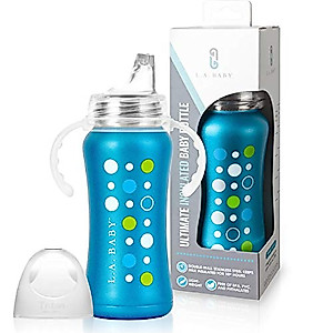 Ultimate Stainless Steel Sippy Cup | 9oz Insulated Sippy Cup for Toddlers Insulates 10+ Hours | Leak-free, Non-toxic Medical Grade Silicone and Stainless Steel Sippy Cup for Baby - Blue