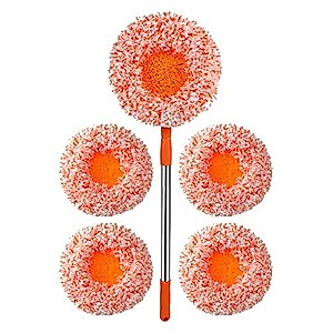 Mops for Floor Cleaning, Cleaning Mop Extendable Adjustable, Wall Cleaning Mop with Long Handle 360 ° Rotating Wall Cleaning Mop Adjustable Dry and Wet Dust Mop Cleaner for Floor Window Wall