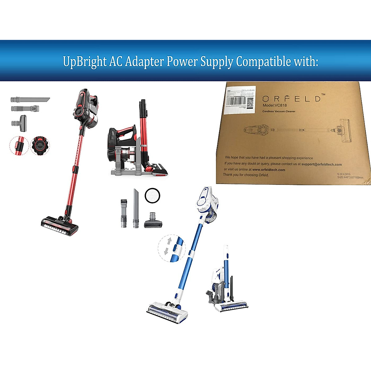 UpBright 31V AC Adapter Compatible with ORFELD VC818 BL818 C10G Lithium-ion DC 25.9V 2200mAh 160W 4 in 1 Cordless Stick Vacuum Cleaner Li-Ion Rechargeable Battery RK-3100500 500mA Power Supply Charger