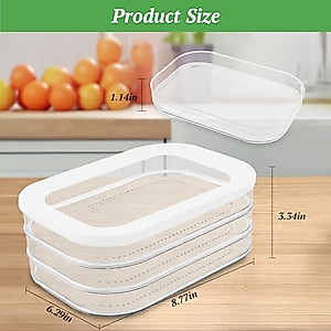 Feunu Deli Meat Container for Fridge, 3pcs BPA-Free Rectangular Lidded Box with Flip Top Lid, 18.6oz Each, 5x6 inches