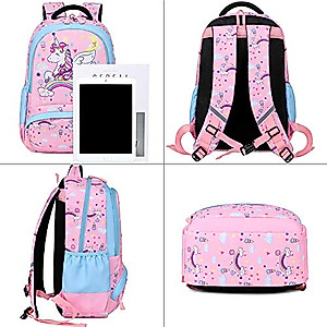 Meisohua Kids Unicorn Backpack for Girls School Bookbag for Elementary 3 in 1 School Bag Sets with Lunch Tote Pencil Bag