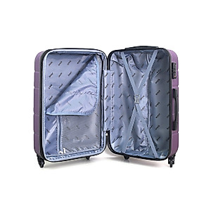 DUKAP RODEZ Hardside Luggage with Ergonomic Handles and TSA Lock | Spacious Traveling Suitcase, Travel Suitcase with Four Spinner Wheels and Studs | 20 Inch Carry On Luggage | Purple