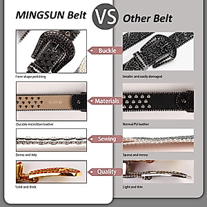 MINGSUN Rhinestone Belt for Men Women, Silver Western Bling Belt Shining Diamond Belt Cowgirl Cowboy Punk Y2K Studded Belt for Jeans Dresses Pants