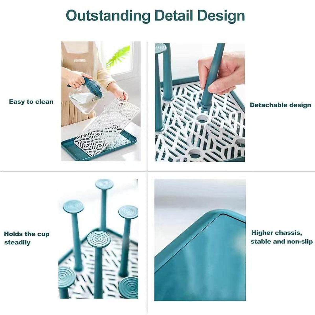 VOLYUVIC [2 in 1] Drain Board for Kitchen Counter, Mug Cup Drying Rack, Kitchen Dish Drying Rack with Drainboard Perfect for Sink, Coffee Table, Outdoor