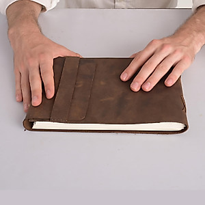 Leather Drawing Journal Daily Travel Diary, Antique Handmade Vintage Bound Rustic Writing Notebook, Genuine Leather- Quality Unlined/Blank Cream Paper, Art Sketchbook, 7x10 Inches-Brown