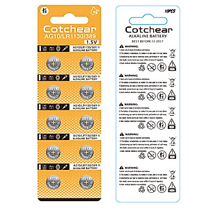 Cotchear 10pcs AG10 Button Cell Batteries LR1130 Button Cell Battery 389 SR54 189 SR1130 LR54 Batteries LR1130 Batteries for Watch Toys Remote
