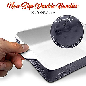 NutriChef 3Pcs. Nonstick Bakeware PFOA PFOS PTFE Tray Set w/Odor-Free Ceramic, 446°F Oven Microwave/Dishwasher Safe Rectangular Baking Pan, Royal Blue