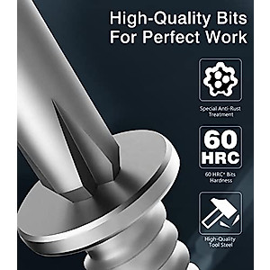 Housolution Mini Electric Screwdriver, 62 In 1 Magnetic Screwdriver with 48PCs Bits Small Cordless Electric Screwdriver Kit With Led Light, Handy Repair Tool for Phone Watch Camera Laptop, Gray