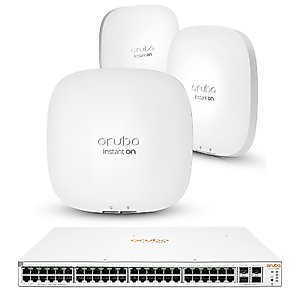Aruba a Hewlett Packard Enterprise company Instant On 1930 48G Class4 PoE 4SFP/SFP+ 370W Switch + 3 Instant On AP22 (US) Access Points (JL686A+R4W01A)