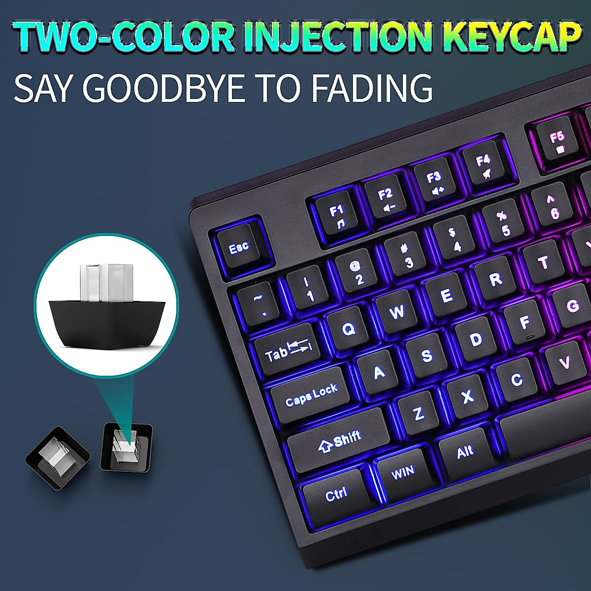 ZJFKSDYX C104 Wireless Gaming Keyboard and Mouse Combo - RGB Backlit, Mechanical Feel, Anti-ghosting, Rechargeable Battery, 7D 3200DPI Mice for Gamers