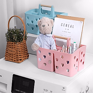 Anyoifax Portable Shower Caddy Plastic Shower Basket Organizer Divided Bathroom Caddy Storage Cleanning Caddy Tote with Handle for College, Dorm Room, Kitchen, Blue