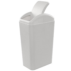 Saedy Swing Lid Trash Can, Greyish Plastic, 14 L Capacity