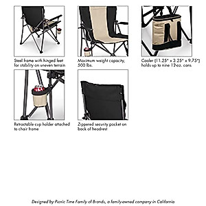 PICNIC TIME NCAA Florida State Seminoles Big Bear XXL Camp Chair with Cooler, Heavy Duty Beach Chair, 500 lb Capacity Camping Chair with Carry Bag, (Black)