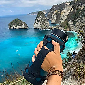 REUZBL Bottle Bumper Silicone Boot Sleeve Protector with Handle Compatible with 40oz Double-Wall Vacuum Insulated Stainless Steel Water Bottles, Black