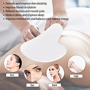 Biee Gua sha tool for face,natural jade gua sha stones,gua sha massage tool,Suitable for the face, neck, shoulders, arms, legs (WHITE)
