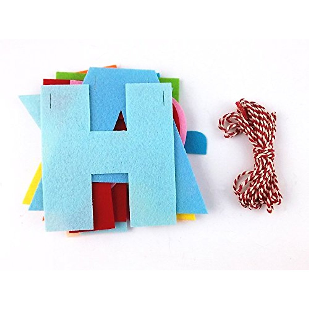 Honbay 1 Felt String Happy Birthday Party Banner and 1 String Colorful Star Banner