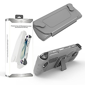 Full Protection Case Cover for ROG Ally Handheld Game Console, Ally Case with Kickstand and Detachable Front Cover Anti-Collision Protector Accessories (Grey)