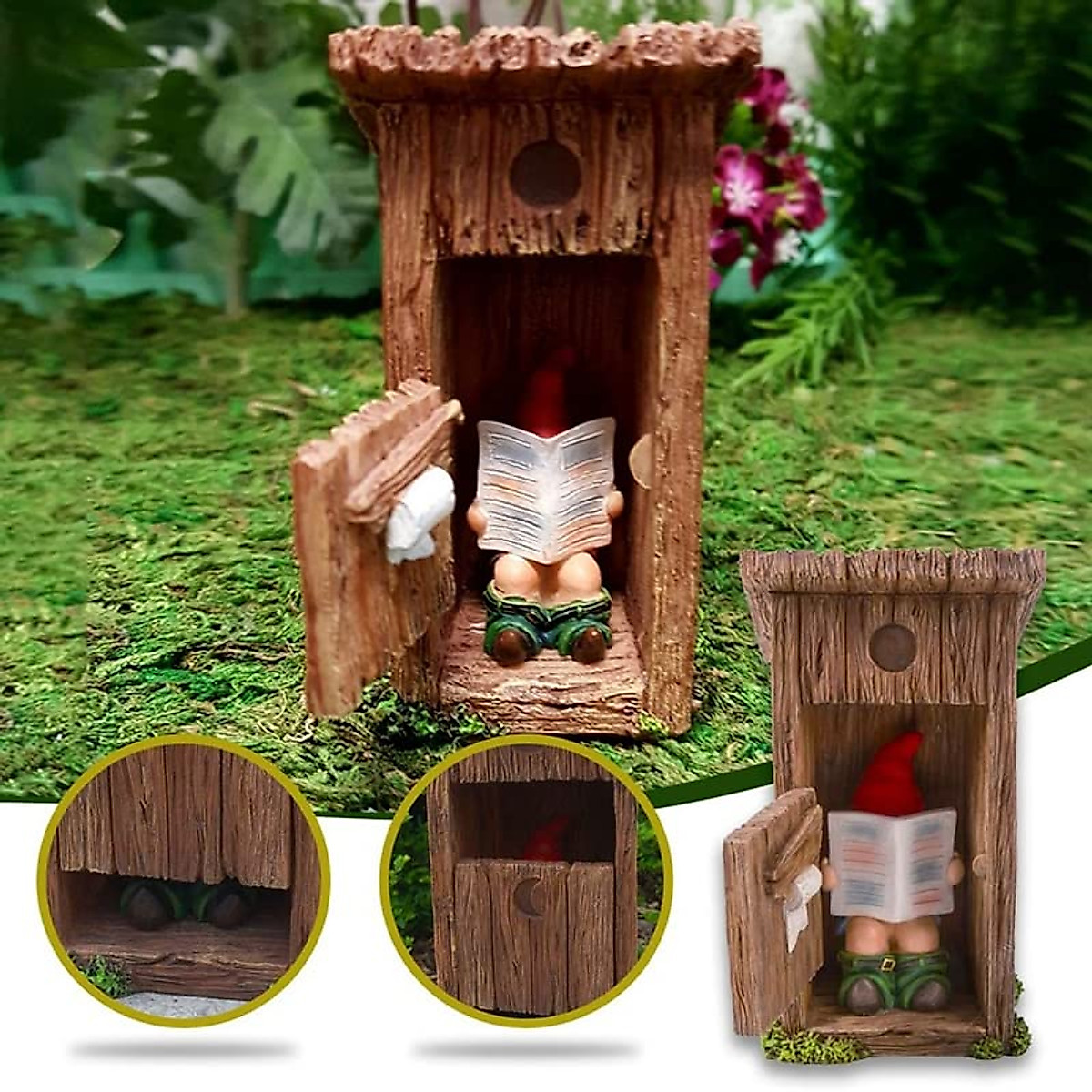 nezababy Funny Garden Gnome Outdoor Statues Naughty Sculpture Decoration Inappropriate Read Newspaper Gnome for Indoor Lawn Yard Red