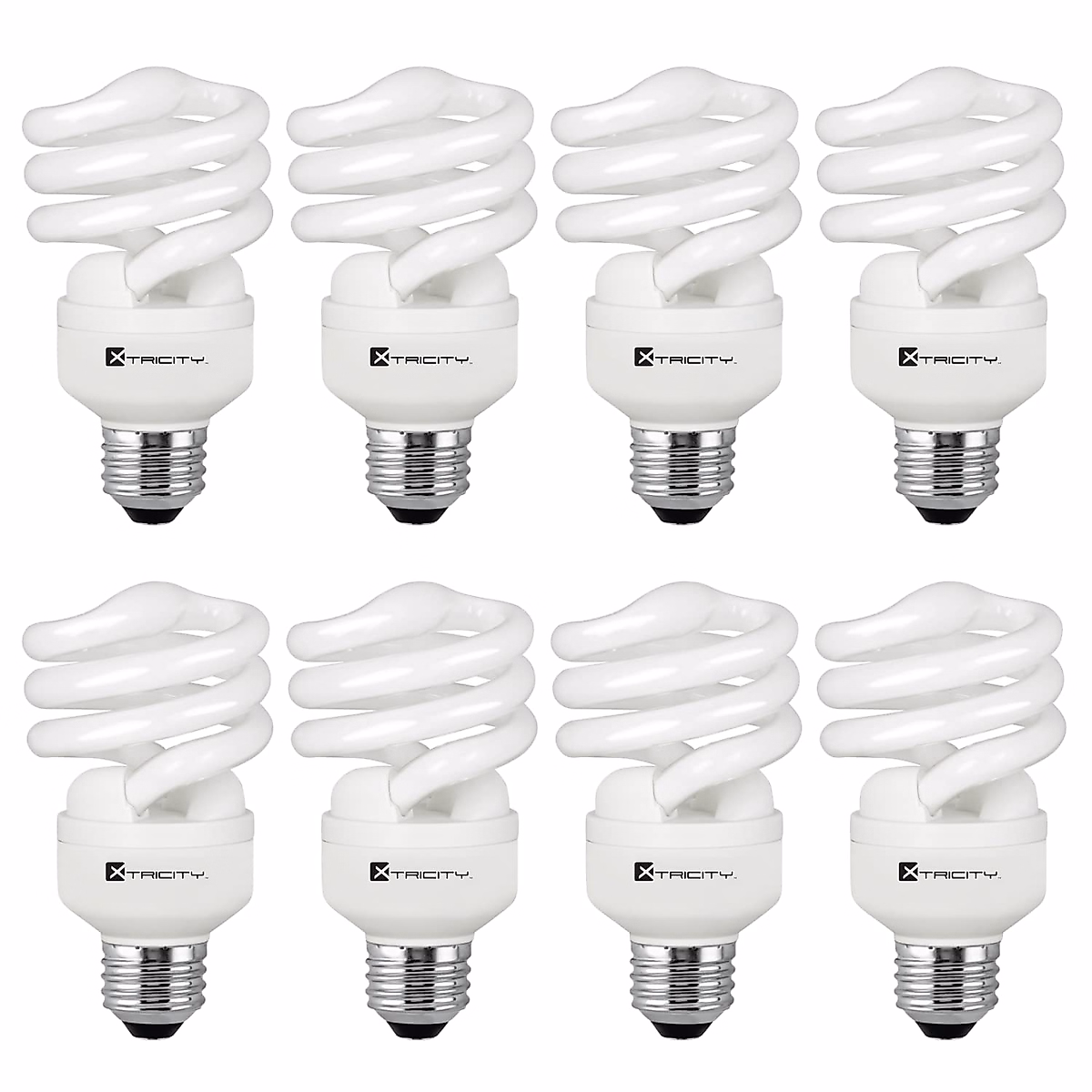 Xtricity Compact Fluorescent Light Bulbs T2 Spiral, E26 Base, 13W (60W Equivalent), 5000k Daylight, 900 Lumens, CFL, 120V - UL Listed, (8 Pack)
