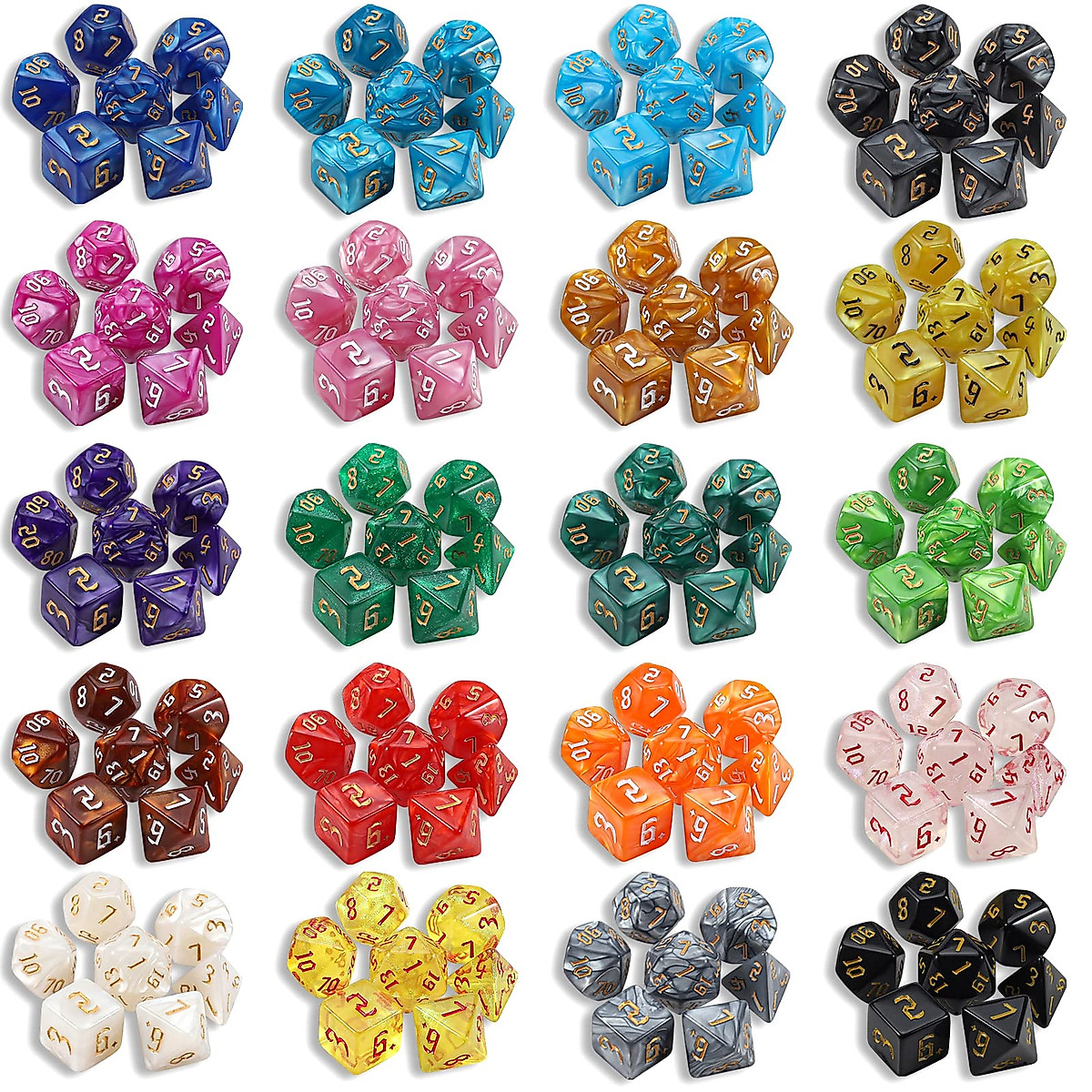 CiaraQ Polyhedral Dice Set with Black Pouches, Compatible with Dungeons and Dragons DND RPG MTG Table Games