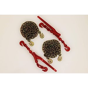 5/16" X 10’ G70 Chains (2) and Chain Binders - Load Binders (2)