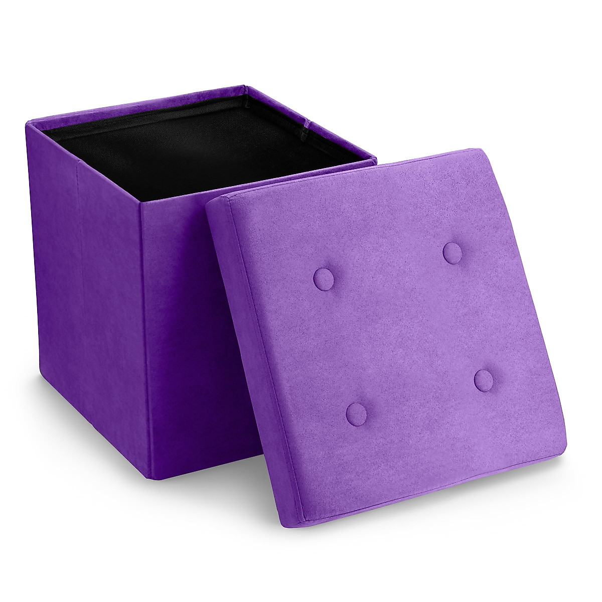 Sorbus Storage Ottoman Bench – Collapsible/Folding Bench Chest with Cover – Perfect Toy and Shoe Chest, Hope Chest, Pouffe Ottoman, Seat, Foot Rest, – Contemporary Faux Suede (Purple)