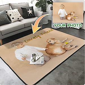 Custom Rug with Logo for Bedroom, Personalized Rugs Add Your Own Photo Text, Customized Area Carpet Anti Slip Washable Door Mat Decoration for Home Living Room Office Garden Balcony Bath 36 x 24 in