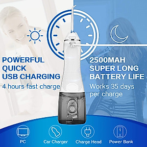 Cordless Water Dental Flosser for Teeth with 5 Modes, 2 in 1 Portable Oral Irrigator & Toothbrush with 6 Tips, 300ML, IPX7 Waterproof, USB Rechargeable Water Pick Teeth Cleaner for Braces & Bridges