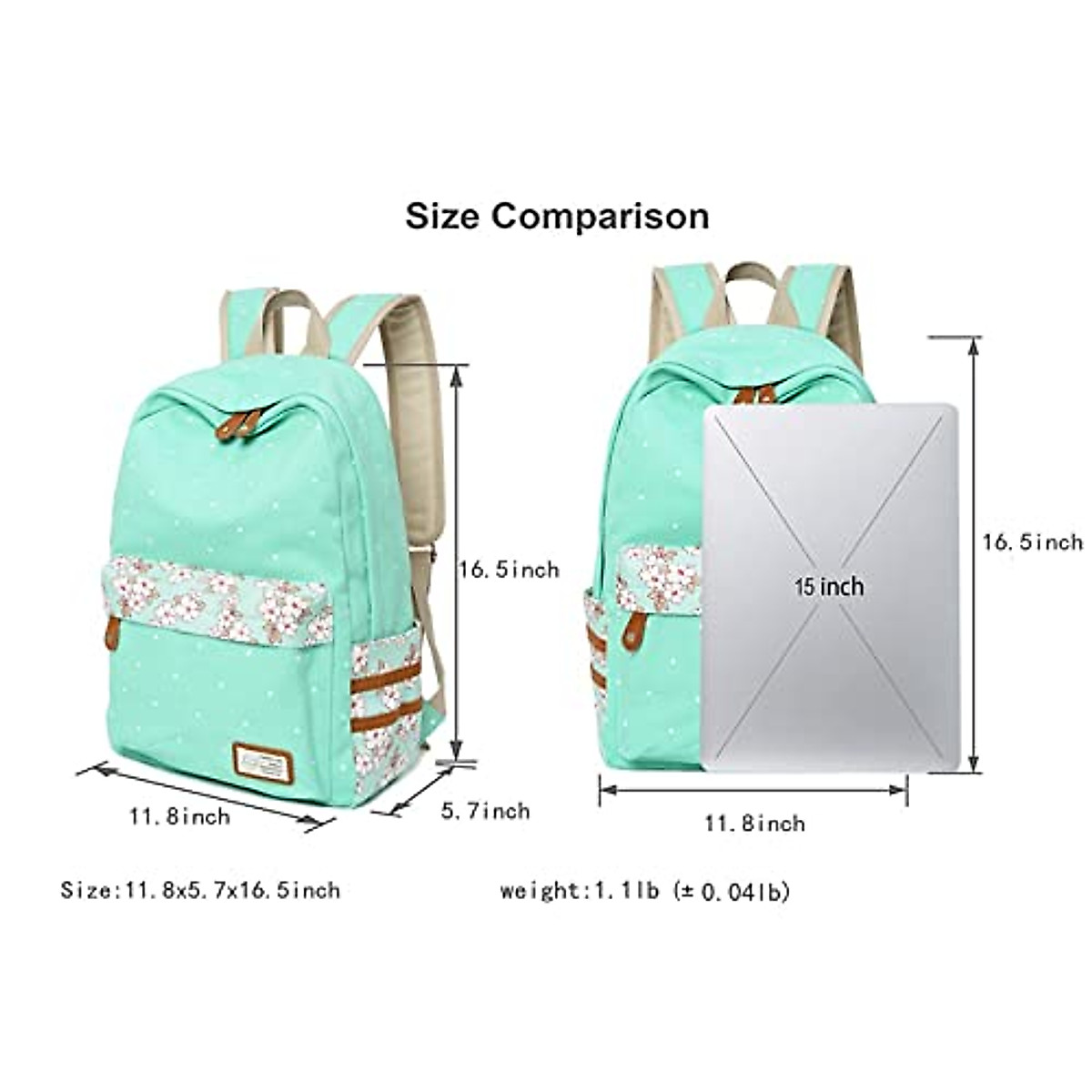 Teen Waterproof Classic Laptop Daypack Sundrop and Moondrop Daily Bookbag Durable Graphic Rucksack