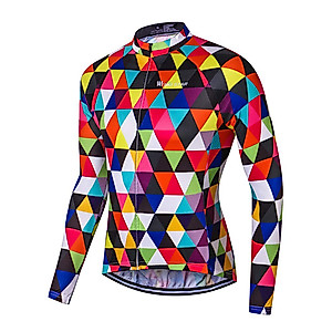 Men's Cycling Jersey Long Sleeve Men Bike Shirt Tops Mountain Bicycle Clothing Quick Dry with 3 Pockets