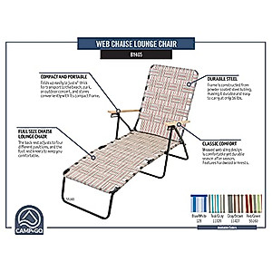 CAMP&GO 4-Position Folding Web Lawn Beach Lounger Chair, Multi