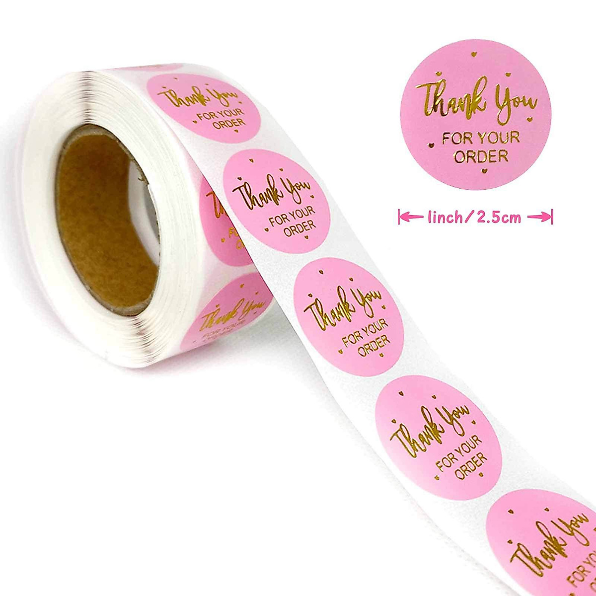 500pcs Thank You Sticker Envelope Seal Scrapbook Sticker Pink Heart Cute Round Sticker Stationery Label Stickers