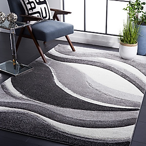 SAFAVIEH Hollywood Collection Area Rug - 9' x 12', Grey & Ivory, Mid-Century Modern Design, Non-Shedding & Easy Care, Ideal for High Traffic Areas in Living Room, Bedroom (HLW766G)