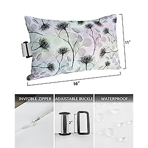 Recliner Head Pillow Ledge Loungers Chair Pillows with Insert X-Ray Roses Dreamy Pink Purple Green Lumbar Pillow with Adjustable Strap Outside Patio Decorative Garden Cushion for Bench Couch, 2 PCS