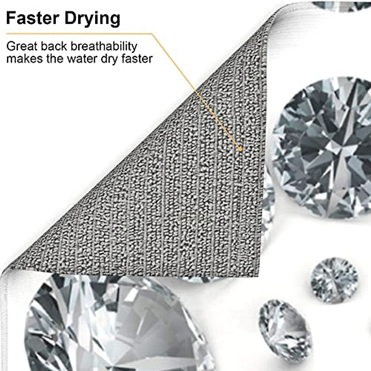 Gems Diamond Jewelry Jewels Luxury Printed Drying Mat For Kitchen Ultra Absorbent Microfiber Dishes Drainer Mats Non-Slip Silicone Quick Dry Pad - 18 X 16inch