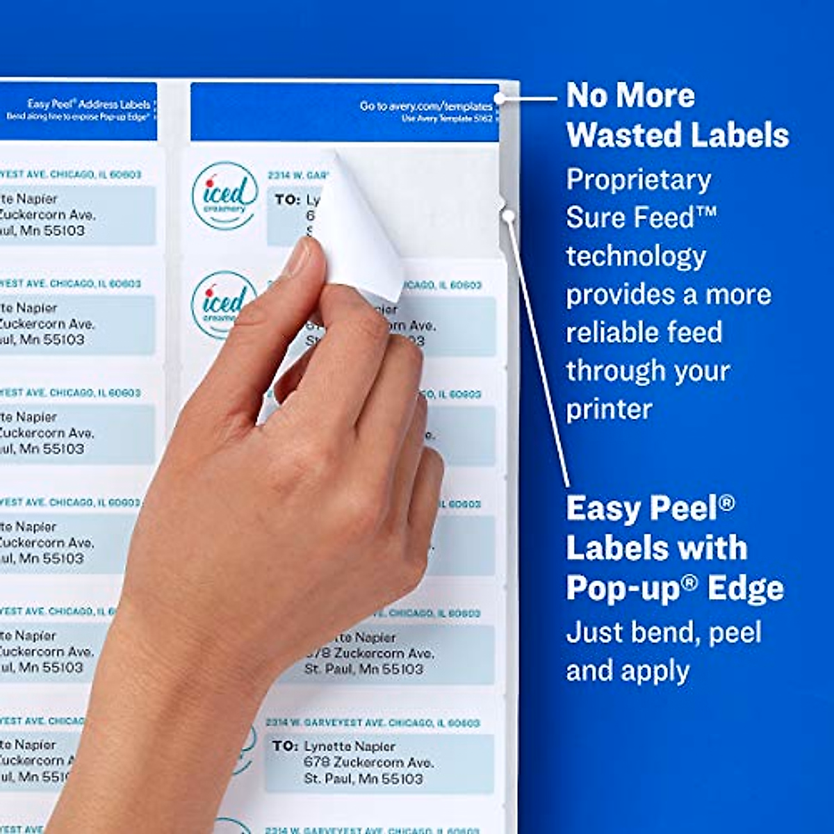 Avery Easy Peel Printable Address Labels with Sure Feed, 1" x 4", White, 500 Blank Mailing Labels (08161)