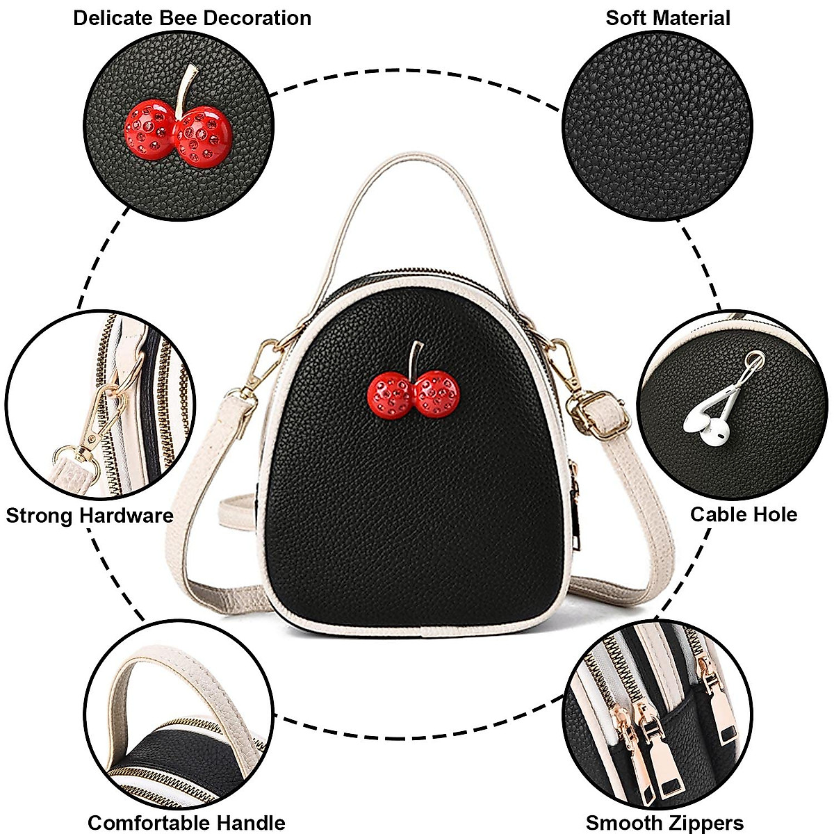 Small Leather Crossbody Bags Shoulder Bag for Women Stylish Ladies Messenger Bags Cell Phone Purse and Handbags Wallet (Cherry - Dark Green)