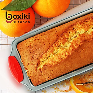 Boxiki Kitchen Cake Baking Set Includes 3 Pcs Steel Cookie Sheets, 8x8 Square Baking Pan and Bread Loaf Pan. Rust Free Non Stick Premium Baking Molds For Baking Cakes, Breads and Cookies.