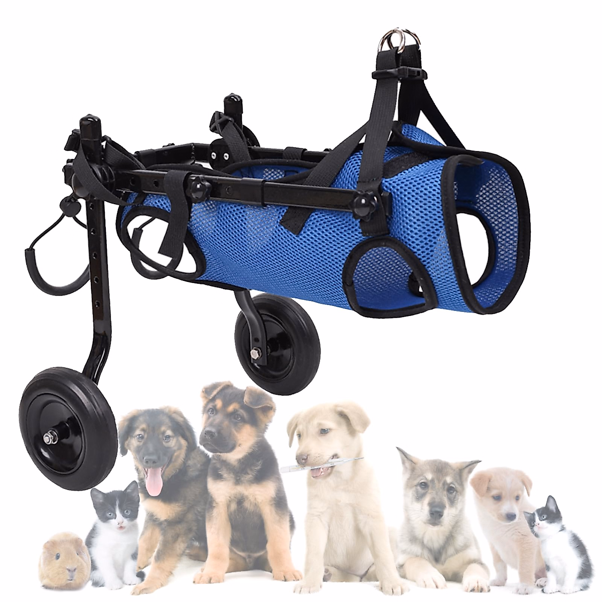 Dog Wheelchair for Back Legs, Adjustable Dog Wheelchairs with 2 Wheels, Dog Wheelchair Cart for Hip Support, Mobility Aids for Small Pets Hind Limbs (Middle)