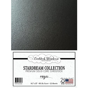 Onyx Black Stardream Metallic Cardstock Paper - 8.5 X 11 Inch - 105 Lb. / 284 Gsm Cover - 25 Sheets From Cardstock Warehouse