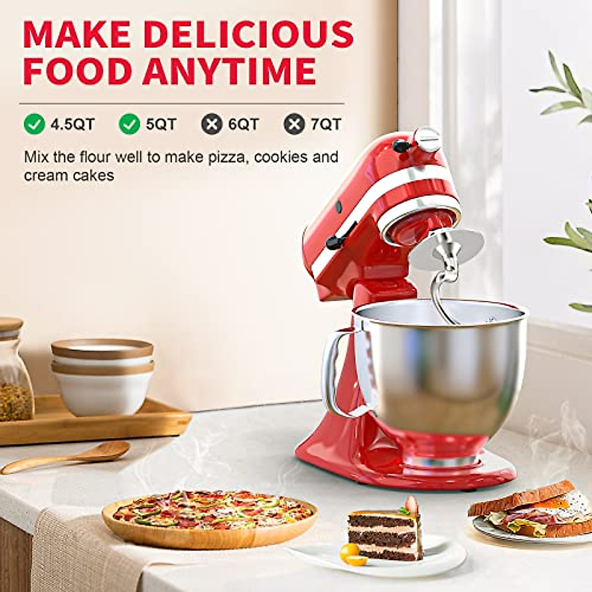 Spiral Dough Hook Accessories for Kitchenaid Stand Mixer, aikeec Fully Stainless Steel K45DH Dough Hook for Kitchen aid 4.5/5 Quart Tilt-Head Stand Mixer, Mess Free Mixer Accessory, Dishwasher Safe