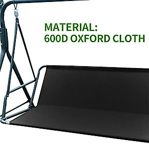 Waterproof Swing Covers for Outdoor Patio Swing Chair,Porch Bench Sling Chair Replacement Fabric Swing Cushion Black (45.3“X19 X19)