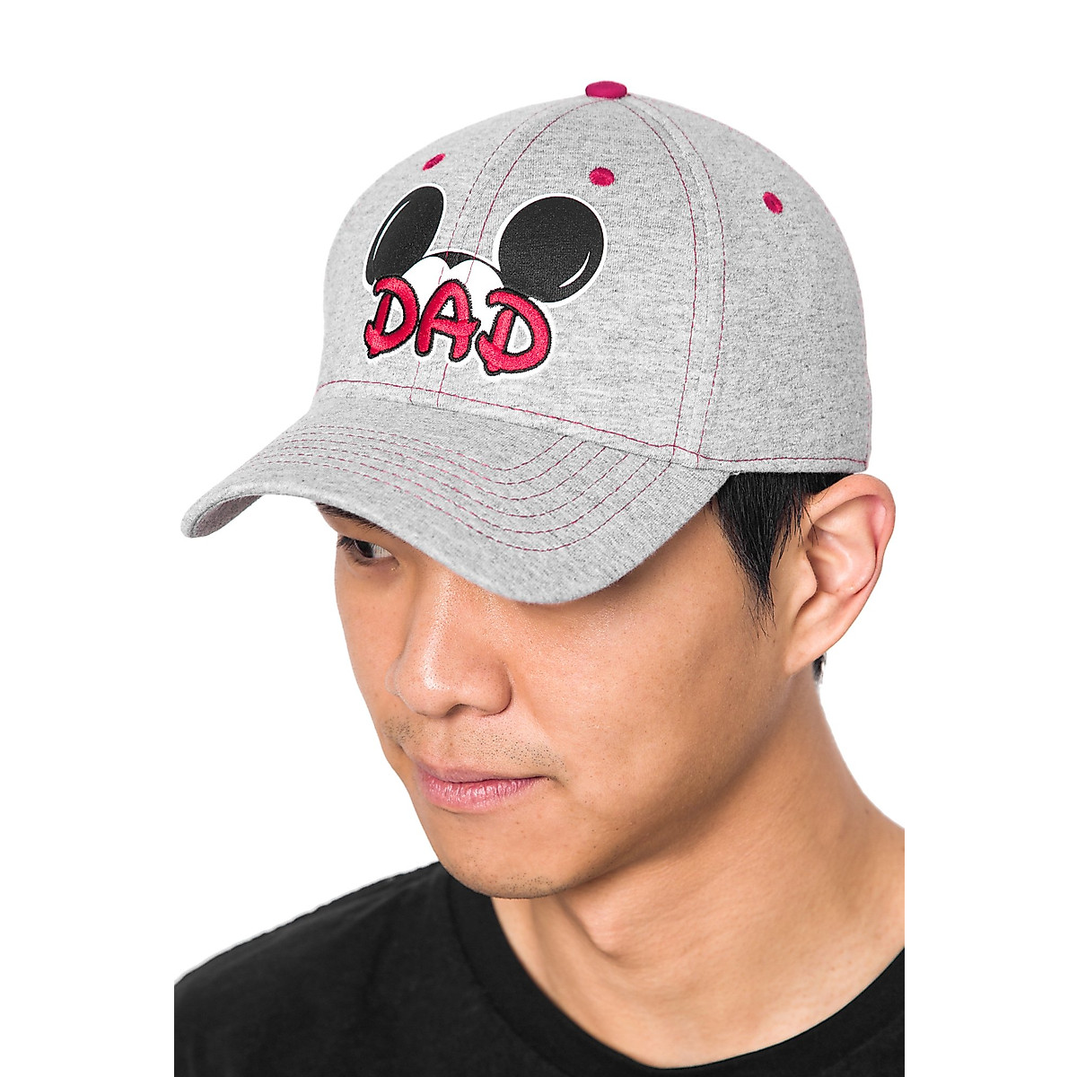 Disney Set Mickey & Minnie Hats Baseball Cap Men's Women's 2 Pack (White MOM & Grey DAD)