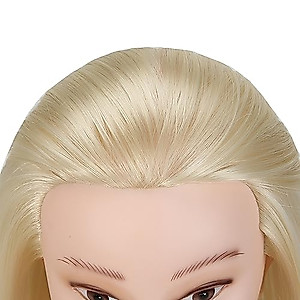 Armmu 28"-30" Long Synthetic Hair Mannequin Head Hairdresser Practice Training Head Cosmetology Manikin Doll Head with 9 Tools and Clamp - 613