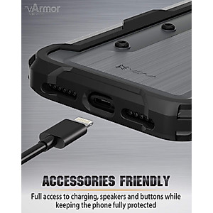 Vena vArmor Rugged Case Compatible with Apple iPhone XR (6.1"-inch), (Military Grade Drop Protection) Heavy Duty Holster Belt Clip Cover with Kickstand - Space Gray