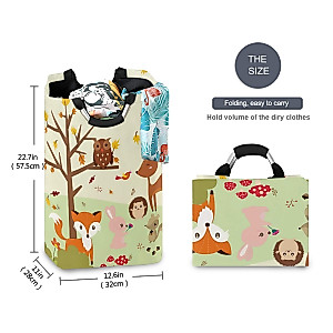 senya Forest Fox with Owls Large Storage Basket Collapsible Organizer Bin Laundry Hamper for Nursery Clothes Toys